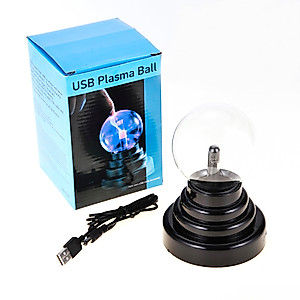 PowerTRC Plasma Ball, 3 inch Plasma Night Lamp, USB or Batter Powered Respond to Touch Plasma Globe, Party Props, Home Bedroom Decoration Christmas Novelty Gift for Kids