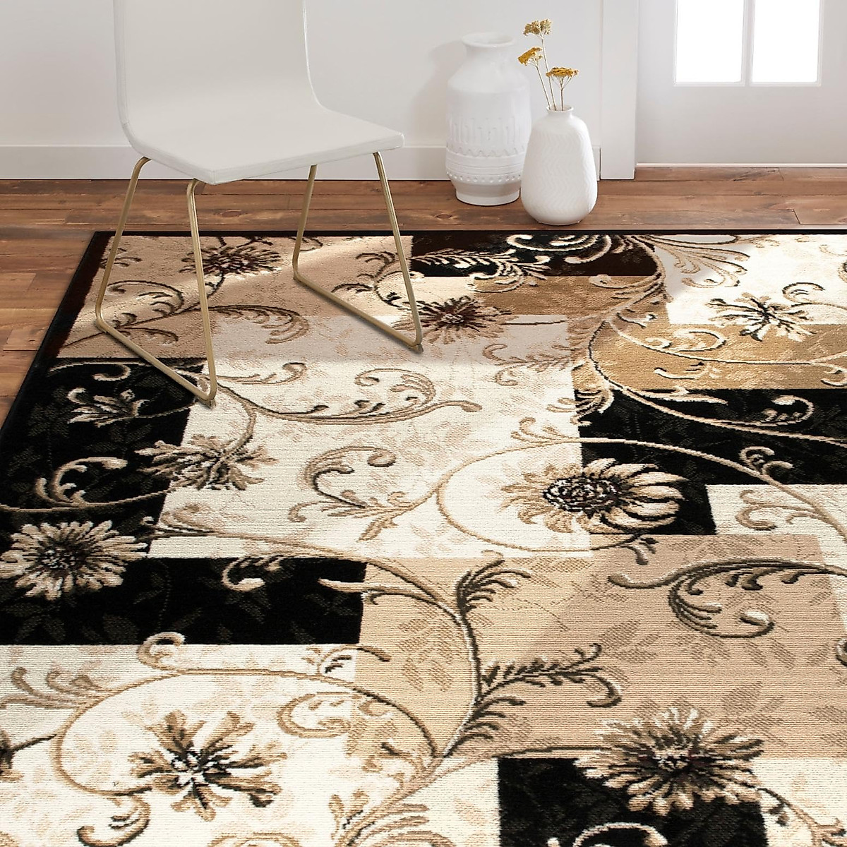 Home Dynamix Optimum Byron Area Rug, 7 ft 8 in x 10 ft 4 in, Black/Beige