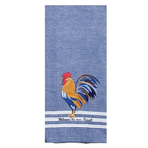 Kay Dee Designs Bue Rooster Embroidered Tea Towel, Blue