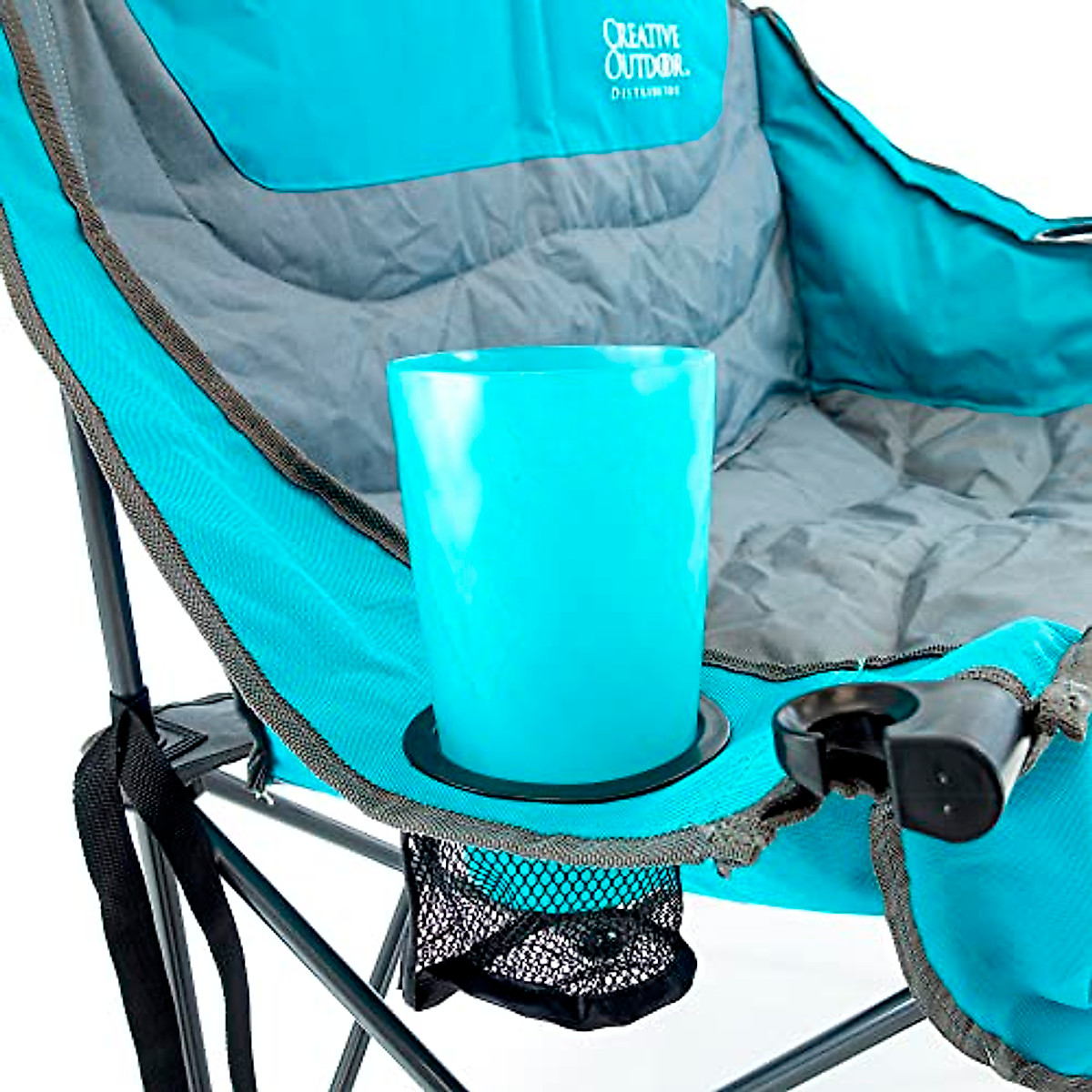 Creative Outdoor Distributor Luxury Camp Chair, Steel Frame & Polyester Fabrics, Folds Compact, Storage Bag Included (Wine Holder + 2 Person, Teal)