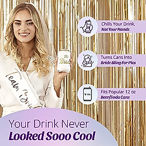 BRIDE'S BABES Bachelorette Party Can Sleeves - 11 Pack Insulated Neoprene Drink Holders for Regular Cans Bottles | Decorations, Supplies & Favors (Retro Rainbow)