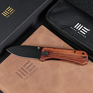 WeKnife Banter Pocket Knife for EDC, Ben Petersen Folding Knife with 2.9" CPM S35VN Steel Blade Cuibourtia Wood Handle, Titanium Thumb Stud Opener 2004K (Wood)