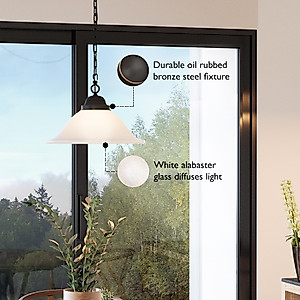 Design House 517664 Millbridge Traditional 1 Indoor Hanging Swag Light with Alabaster Glass Shade for Living Dining Room Bar Area, Oil Rubbed Bronze