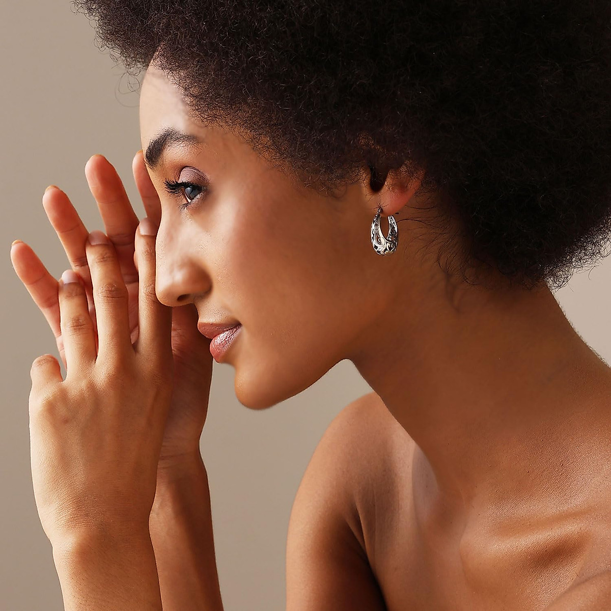 LeCalla 925 Sterling Silver Filigree Hoop Earring Jewelry Small Antique Oxidized Click-Top Filigree Earring Hoops for Women - 25mm