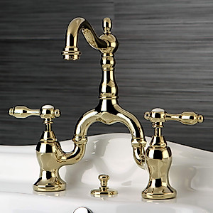 Kingston Brass KS7972TAL Tudor Bridge Bathroom Faucet, Polished Brass, 10.75 x 8 x 2.13