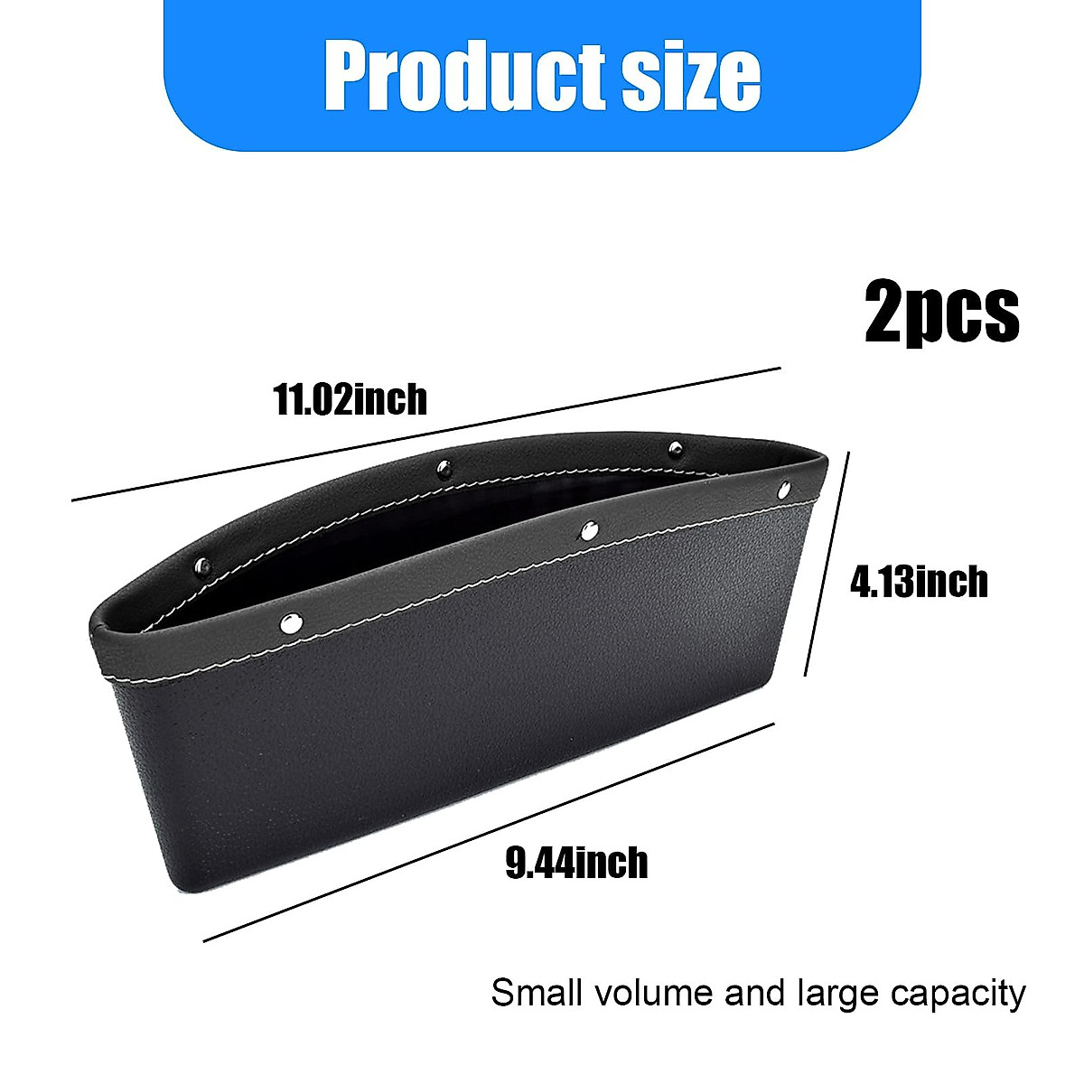 gunhunt Pack-2 Car Seat Gap Organizer, Leather Storage Box, Car Seat Gap Filler, Universal Organizer Storage Box to Hold Keys, Coins, Phone, Cards, Pens (Black)