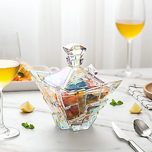 M&N HOME Glass Candy Dish with Lid, Christmas Gift, Pearl Colored Crystal Candy Dish, Decorative Candy Jar, 24 Oz. Extra Large Candy Bowl, Unique Gift, Christmas Candy