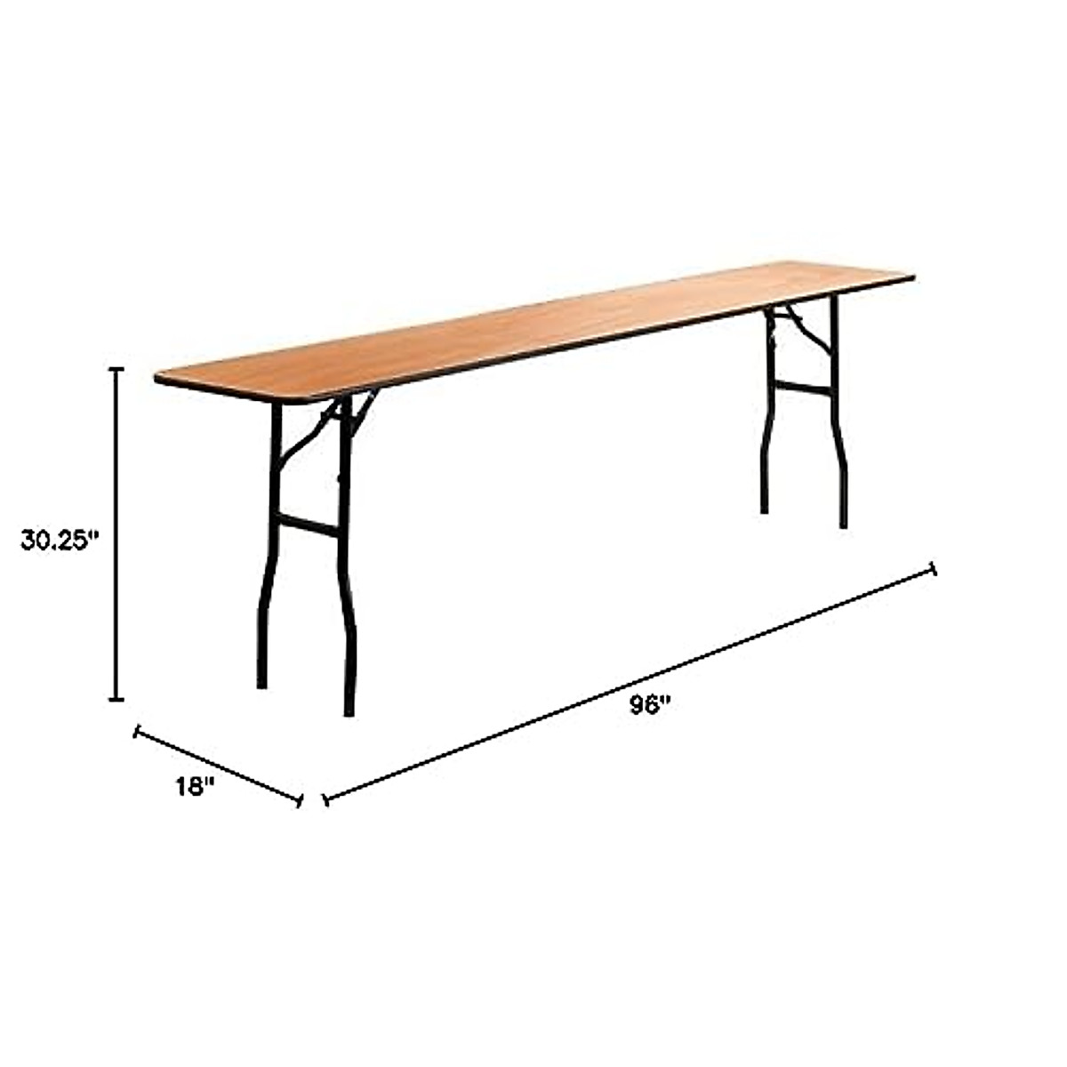 Flash Furniture Gael 8' Wood Folding Training and Event Table, Rectangular Folding Training Table with Smooth Clear Coated Finished Top, Natural
