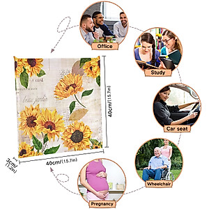 Emelivor Vintage Sunflowers Chair Cushion Memory Foam Seat Cushion with Washable Comfort Chair Pad for Kitchen Chair Office Chair Back Pain