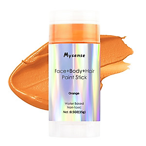 Mysense Orange Face Body Hair Paint Stick,Water Based Washable Temporary Hair Color,Non-toxic Cream Body Paint for Halloween Costume Starfire Cosplay Pumpkin Makeup,0.5oz