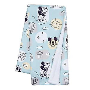 Lambs & Ivy Disney Baby Classic Mickey Mouse Blue/White Soft Fleece Baby Blanket