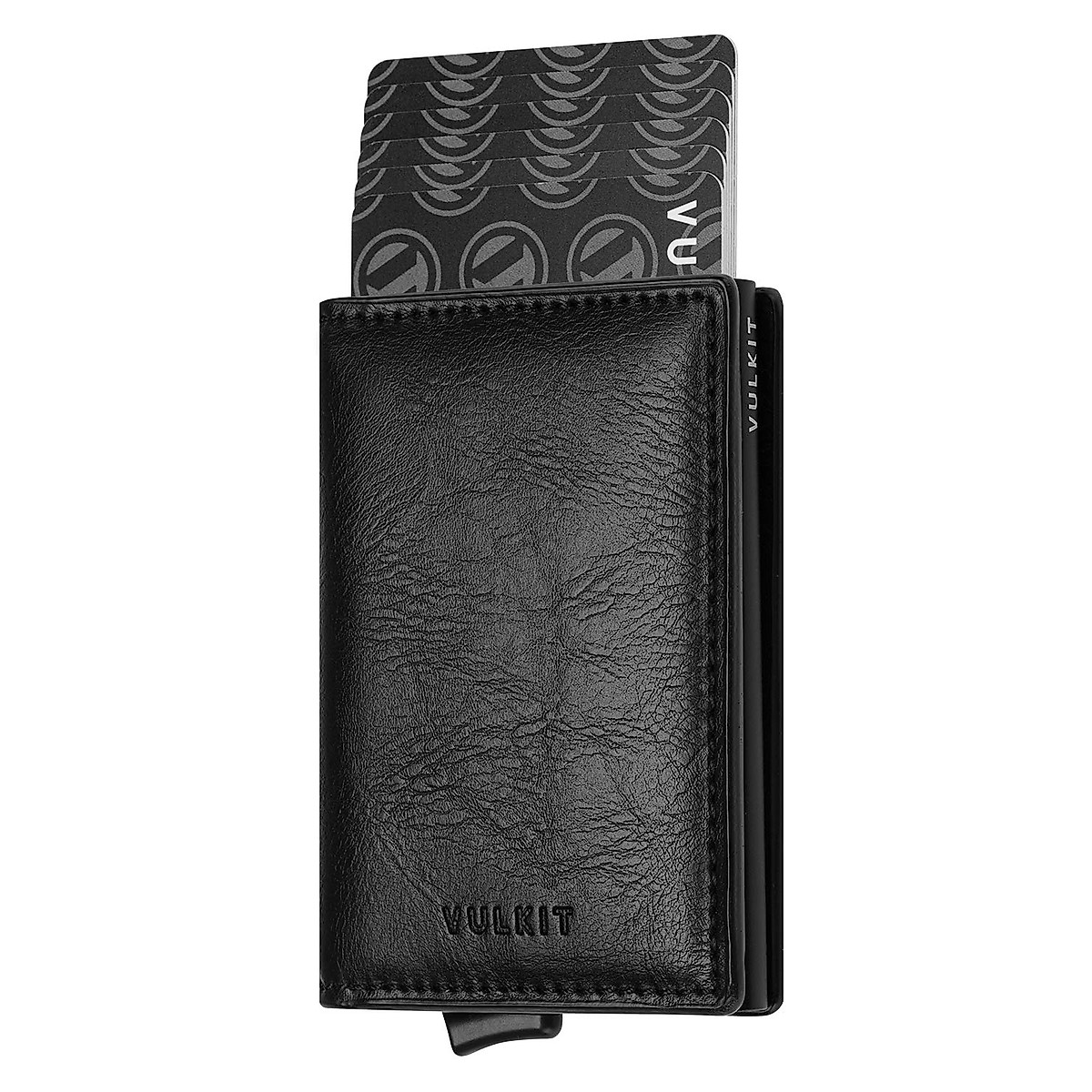 VULKIT Card Holder Pop Up Slim Wallet Leather RFID Blocking Card Case Up to 8 Credit Cards Black