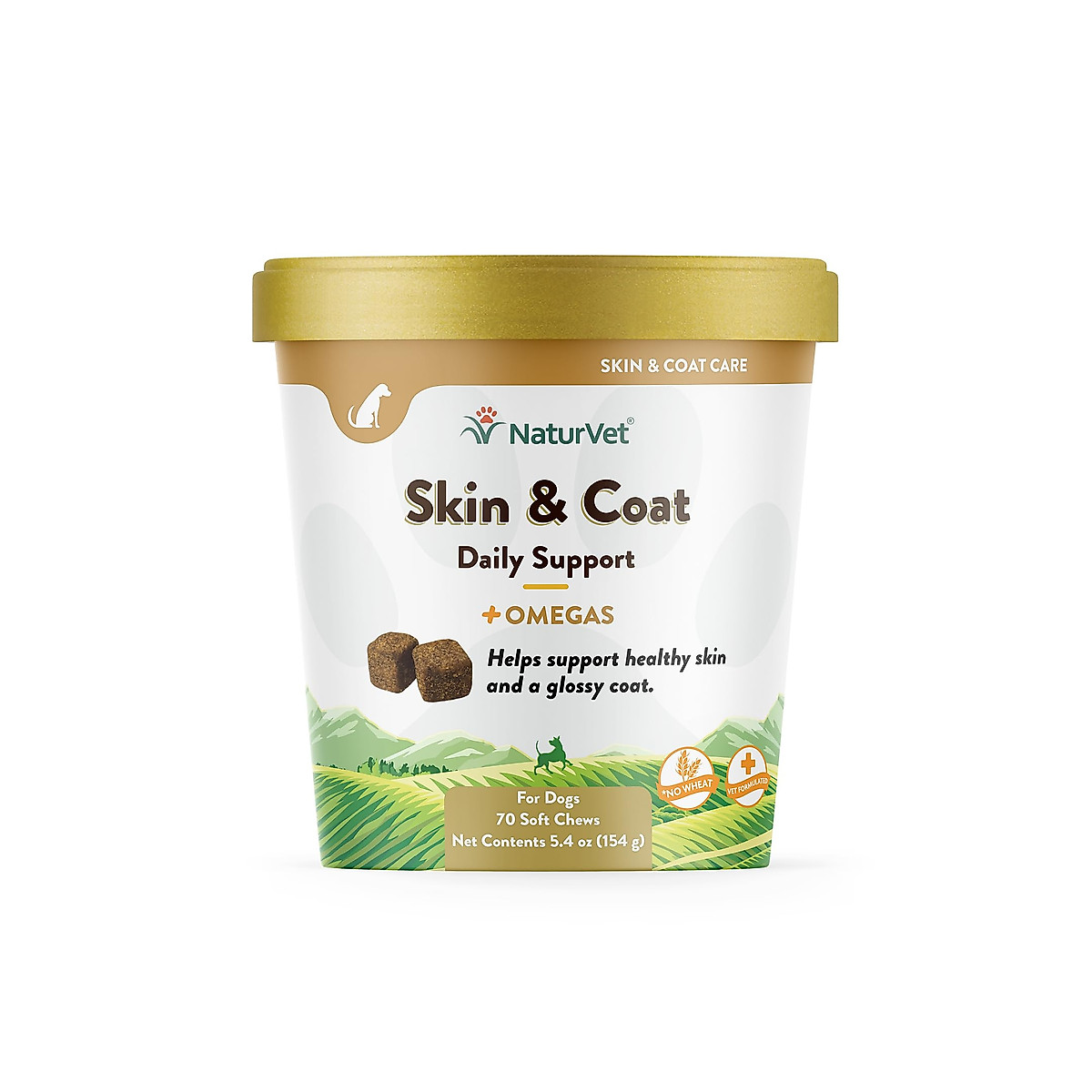 NaturVet Skin and Coat Plus Breath Aid for Dogs, 70 ct Soft Chews, Made in The USA with Globally Source Ingredients