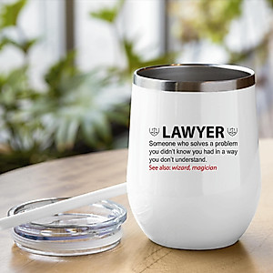 Law Meaning Definition Gift for Lawyers 12oz Wine Tumbler Cup