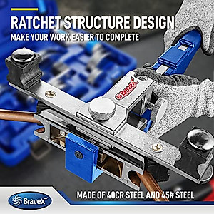 Bravex Tubing Bender Pipe Tube Bender Kit Refrigeration Ratcheting Hand Tool 1/4 to 7/8 Inch with Tube Cutter/Deburring HVAC Tool Refrigeration System Maintenance
