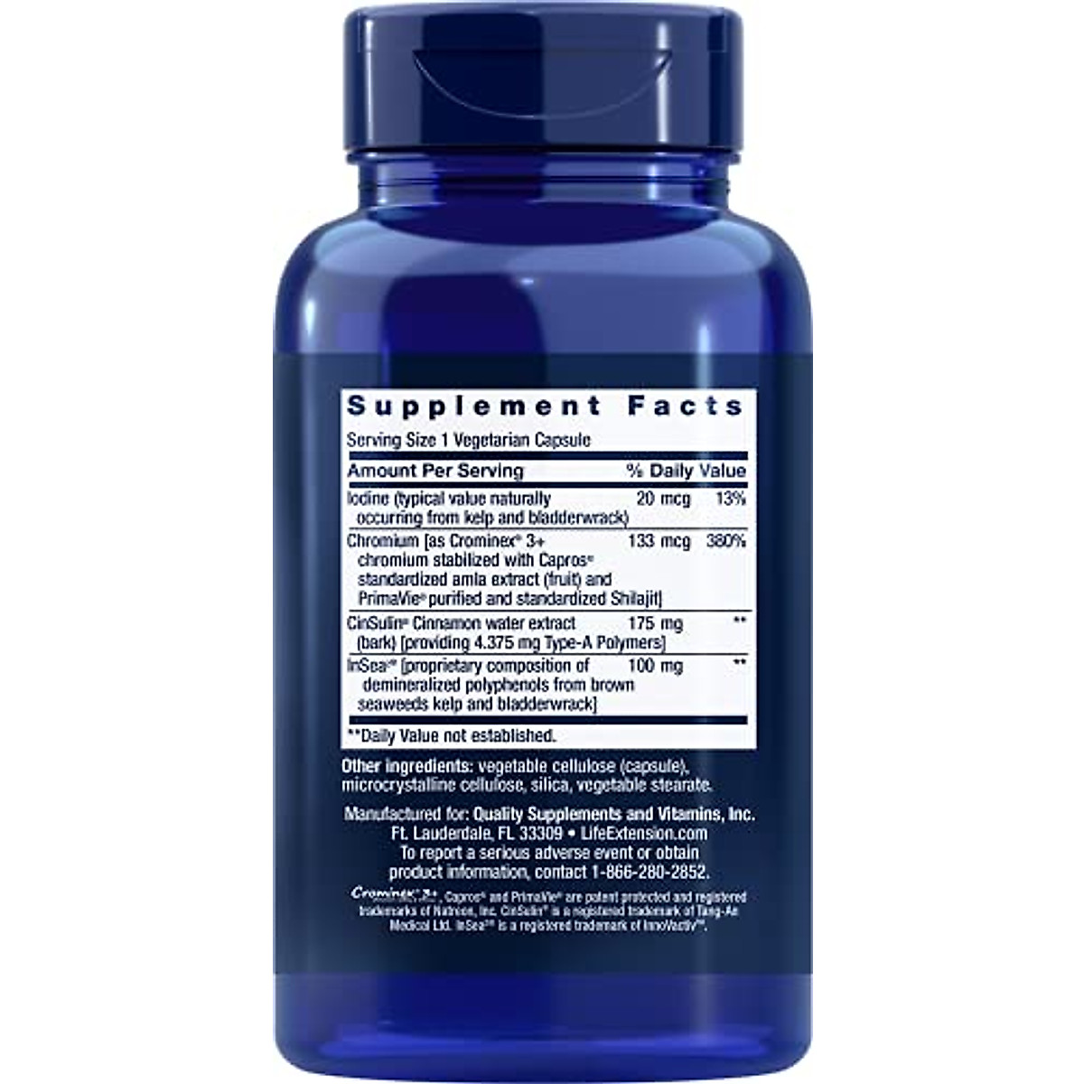 Life Extension CinSulin with InSea2 and Crominex 3+, 90 Vegetarian Capsules