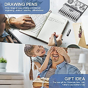 Mogyann Drawing Pens Black Art Pens for Drawing 12 Size Waterproof Ink Pens for Artists Sketching, Manga, Writing