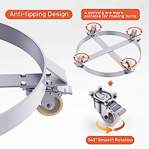 55 Gallon Drum Dolly,2 PCS Heavy Duty Steel 1000 Pound 55 Gallon Barrel Dolly Pack with Cross Braces and 4 Swivel Casters Wheels,Steel Frame Dolly Non Tipping Hand Truck Dollies (2 Pack)