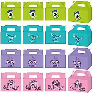 Monster Inc Treat Boxes Little Monster Candy Boxes Cardboard Present Boxes 16 Pcs 4 Style for Monster Inc Birthday Party Decorations