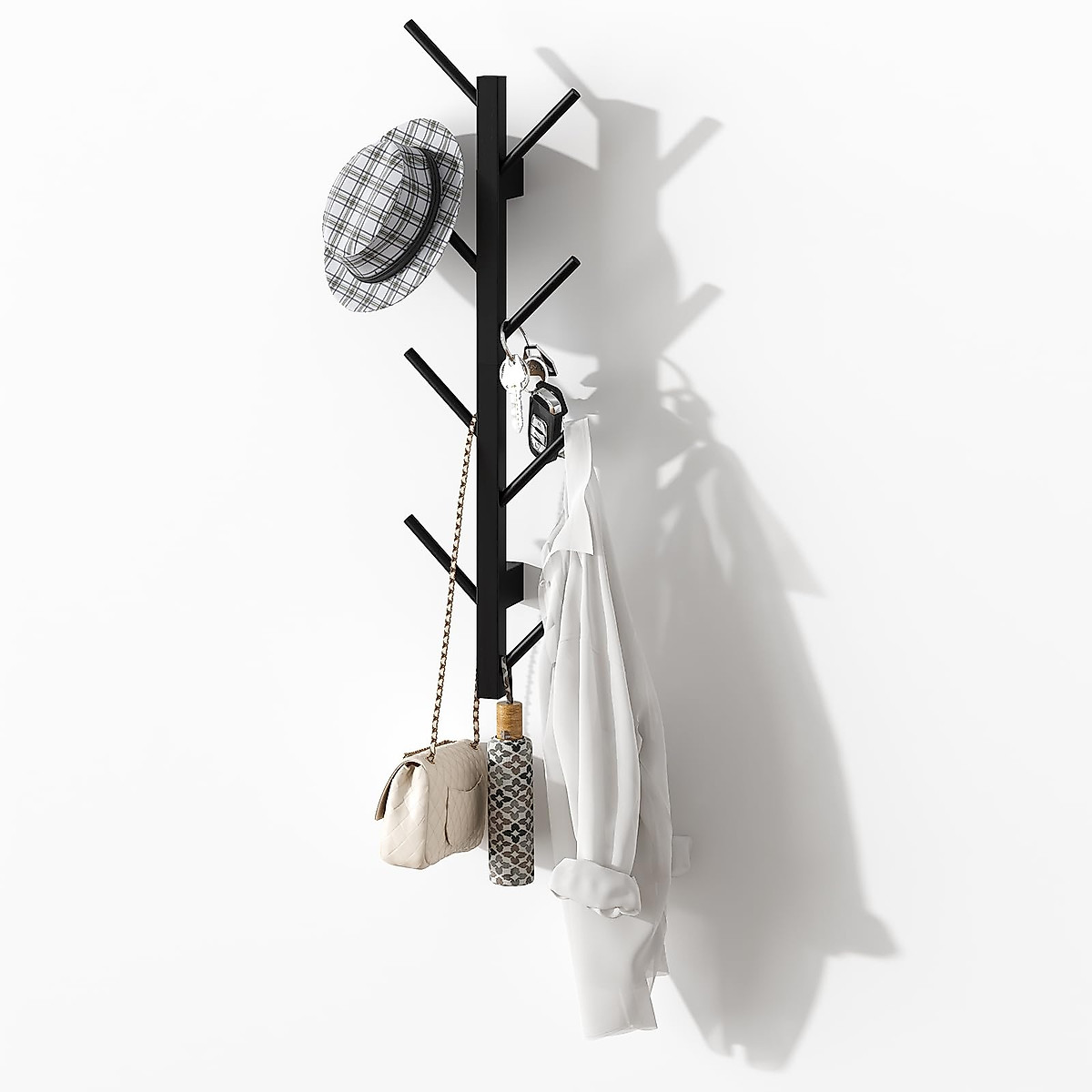 GHWIE Wall Mounted Coat Rack,Hat Rack for Wall,Coat Tree for Clothes, Suitable for Living Room, Bedroom, Entryway, Black