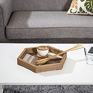 MyGift 12-inch Rustic Geometric Chevron Design Wood Serving Tray