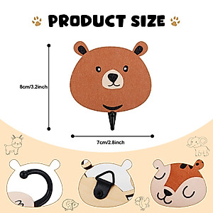 4 Pcs Kids Wall Hooks Wooden Safari Animal Coat Hooks Decorative African Jungle Animal Theme Decorations for Kids Room Nursery Bedroom