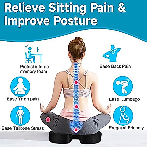 CODN Gel Chair Cushions for All-Day Sitting, Non-Slip Memory Foam Seat Cushion, Coccyx Tailbone and Sciatica Pain Relief Cushion, Chair Pad for Office Chairs, Desk Chair, Wheelchair
