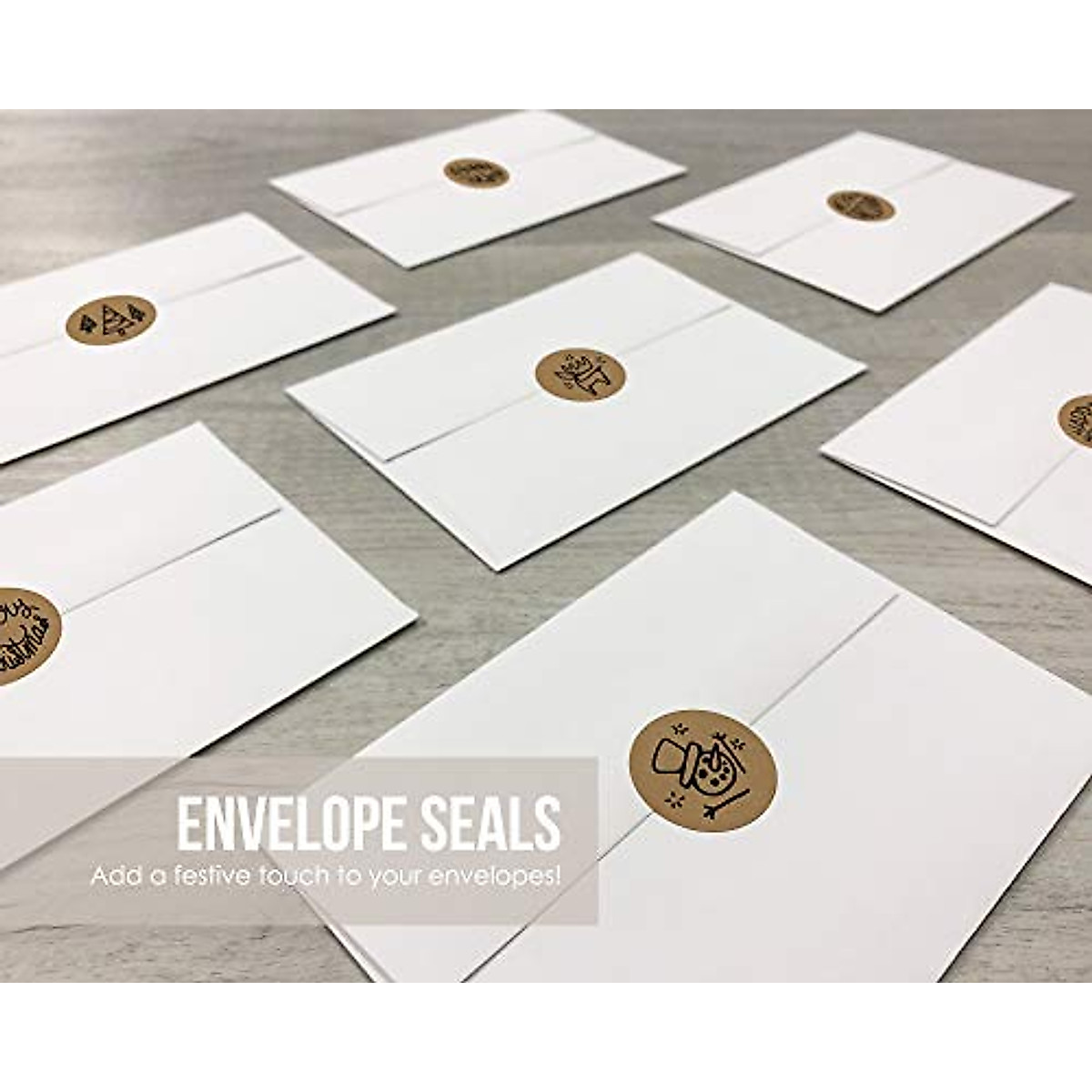 Happy Holidays Greeting Card / Gift Tag Collection - 24 Cards with Envelopes with Kraft Seals