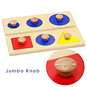 Elite Montessori Single/Multiple Shape Puzzles Jumbo Knob Preschool Toddler Learning Material (Multiple Shape Puzzles)
