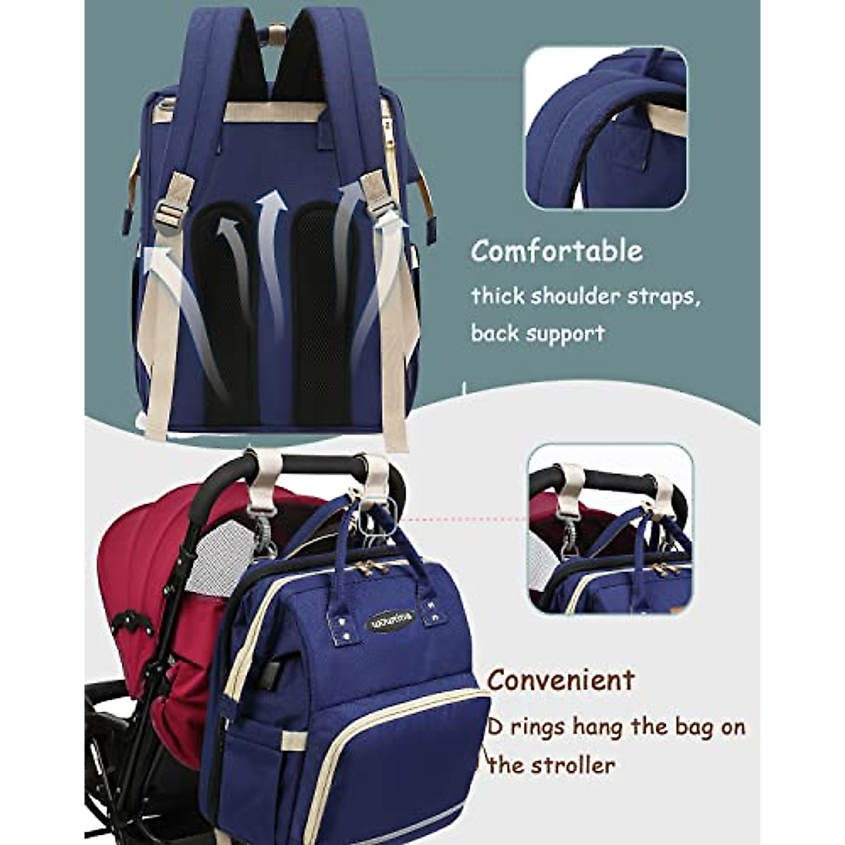 Baby Diaper Bag Backpack with Changing Station - Waterproof, Large 30L Capacity for Boy, Girl, Mom, Dad - Travel Baby Bag with Stroller Straps, Insulated Pockets - 16.5x9.4x14" - Baby Shower Gifts