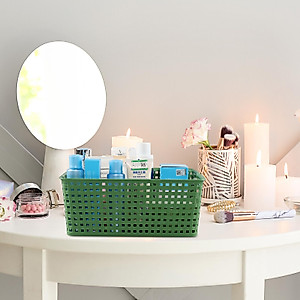 Taysisiter Plastic Weave Storage Basket, Plastic Storage Shelf Basket, 4 Packs