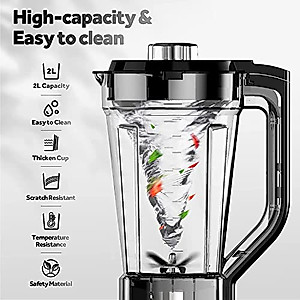 Professional Countertop Blender 1400W Powerful Smart Smoothie Blender Ice Crusher Blender for Kitchen Multifunction Juice Soup Blender with 2L Large Capacity