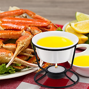 Rossesay 8 Pcs Ceramic Butter Warmers for Seafood Set 4.7oz Butter Warmer with 32 Pcs Tealight Candles for Chocolate Cheese Fondue Melting, Dishwasher Safe, Microwave Safe, Oven Safe, White