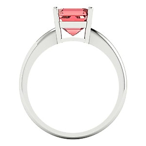 Clara Pucci 2.0 ct Asscher Cut Solitaire Natural Garnet Bridal Designer Anniversary Engagement Ring 14k White Gold