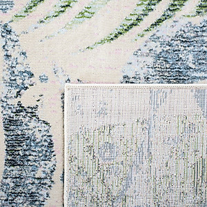 SAFAVIEH Lillian Collection Runner Rug - 2'2" x 7', Green & Blue, Tropical Design, Non-Shedding & Easy Care, Ideal for High Traffic Areas in Living Room, Bedroom (LLN382Y)