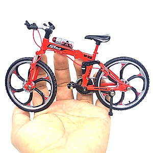Ailejia Finger Racing Bicycle Mountain Bike Cake Topper Mini Dirt Bike Bicycle Model Cool Boy Toy (Red)
