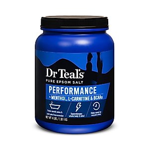 Dr Teal's Pure Epsom Salt, Performance Soak with Menthol, L-Carnitine, & BCAAs, 4 lbs (Packaging May Vary)