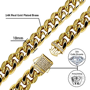 TOPGRILLZ Hip Hop14K Gold Plated Finished Miami Cuban Link Anklet Bracelet with Iced out Simulated Lab Diamond Clasp for Men Women (7" Gold)