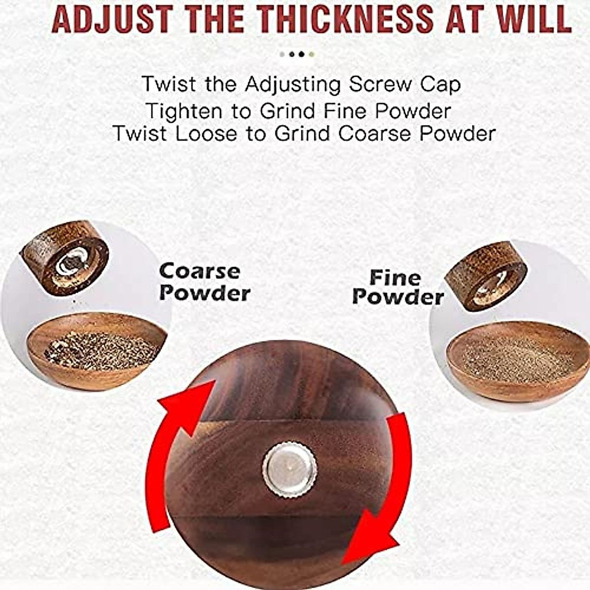 WDBBY Manual Acrylic Salt and Pepper Grinder Set Wooden Shakers With Adjustable Ceramic Core Spice Mill Kitchen Tools