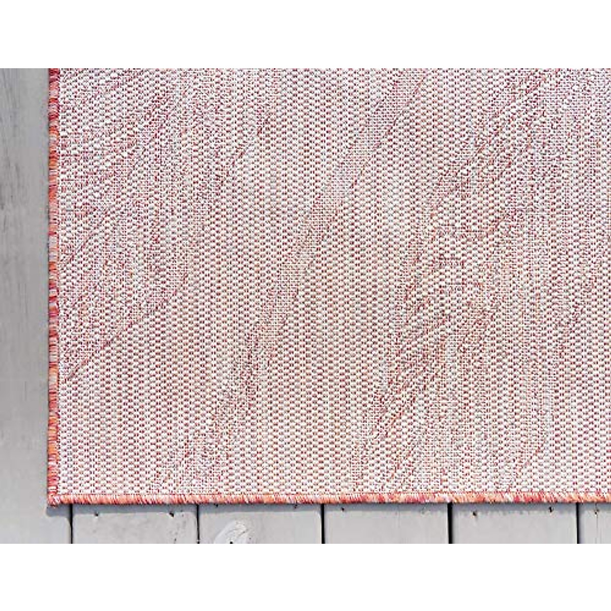 Unique Loom Outdoor Botanical Collection Area Rug - Leaf (5' 1" x 8' Rectangle, Rust Red/ Gray)