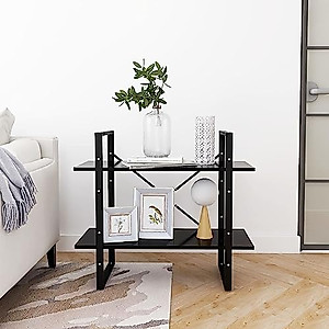 SLGSDMJ Industrial Style Open Office Bookshelf, Ladder Bookshelf, Shelving Unit, Closet Organizer, Multipurpose Storage Cabinet,2-Tier Book Cabinet Black 31.5"x11.8"x27.6" Chipboard