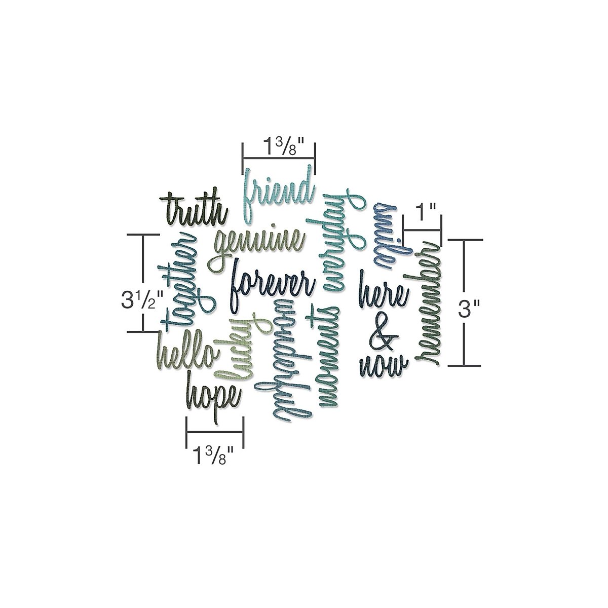 Sizzix, Multi Color, One Size Thinlits Die Set 660225, Friendship Words Script by Tim Holtz, 16 Pack