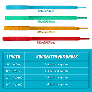 ISUSSER 30 Pairs Flat Colored Shoe Laces, 31" 40" 47" 54" Athletic Shoelaces 30 Colors Shoe Strings for Sneakers Boots Skate Shoes Sport Shoes