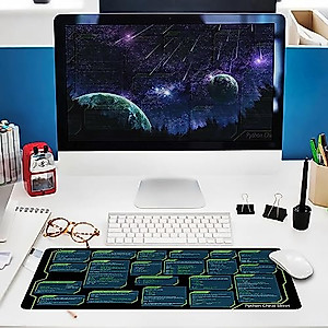 Python Cheat Sheet Mousepad For Beginner, Python Reference Guide Desk Mat, Python CheatSheet For Software Engineers, Gift For AI Programmer Desk Mat KMH