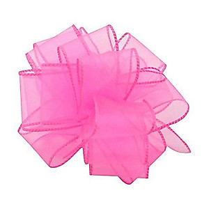 Berwick Offray DWI Sheer Spring Wired Edge Ribbon-1-1/2 Wide X 50 Yards-Hot Pink Ribbon
