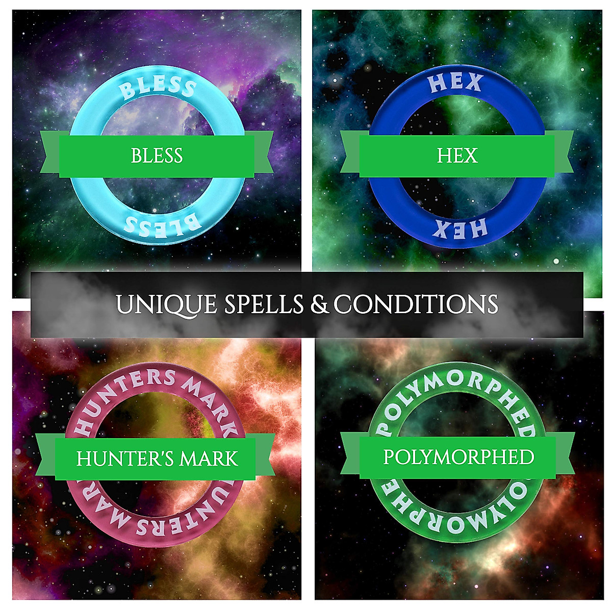 Kraftex DND Condition Rings [96pcs]: DND Accessories for Dungeon Masters to Track DND Spell Effects. Condition Markers D&D Accessories use as DND Tokens, DND Ring, DND Status Markers or DM Tools.