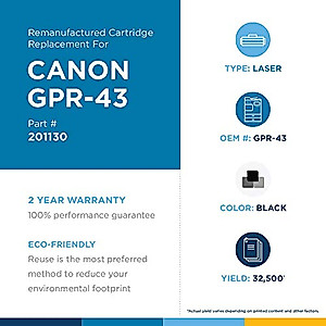 Clover Remanufactured Toner Cartridge Replacement for Canon 4792B003 (GPR-43) | Black