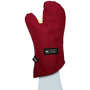 San Jamar KT0215 Cool Touch Flame Conventional High Heat Intermittent Flame Protection up to 900°F Oven Mitt, 15" Length, Red