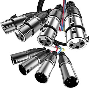 XLR Snake Cable, 10-Feet 4-Channel XLR Male to XLR Female Snake Splitter Microphone Cable Cord with Color Coded, Rubber Cable Boot, Ancable