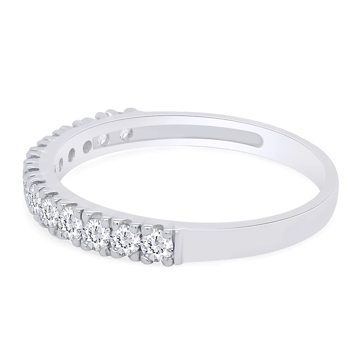 SAVEARTH DIAMONDS 0.4CTTW G-H 2.26MM Width Moissanite Lab Created Diamond Lab Created Diamond Half Eternity Wedding Band Ring In Sterling Silver for Women Ring Size-8